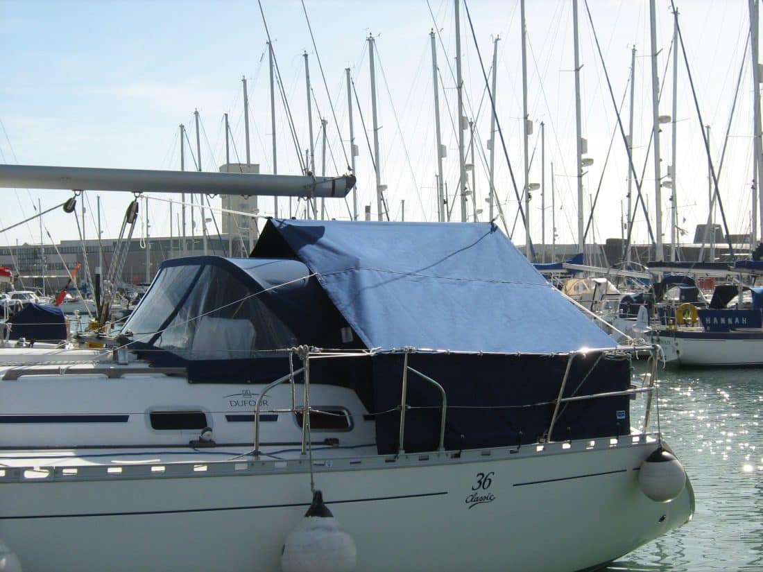 Dufour 36 Boom Tent with roll-up dodger panels - Tecsew