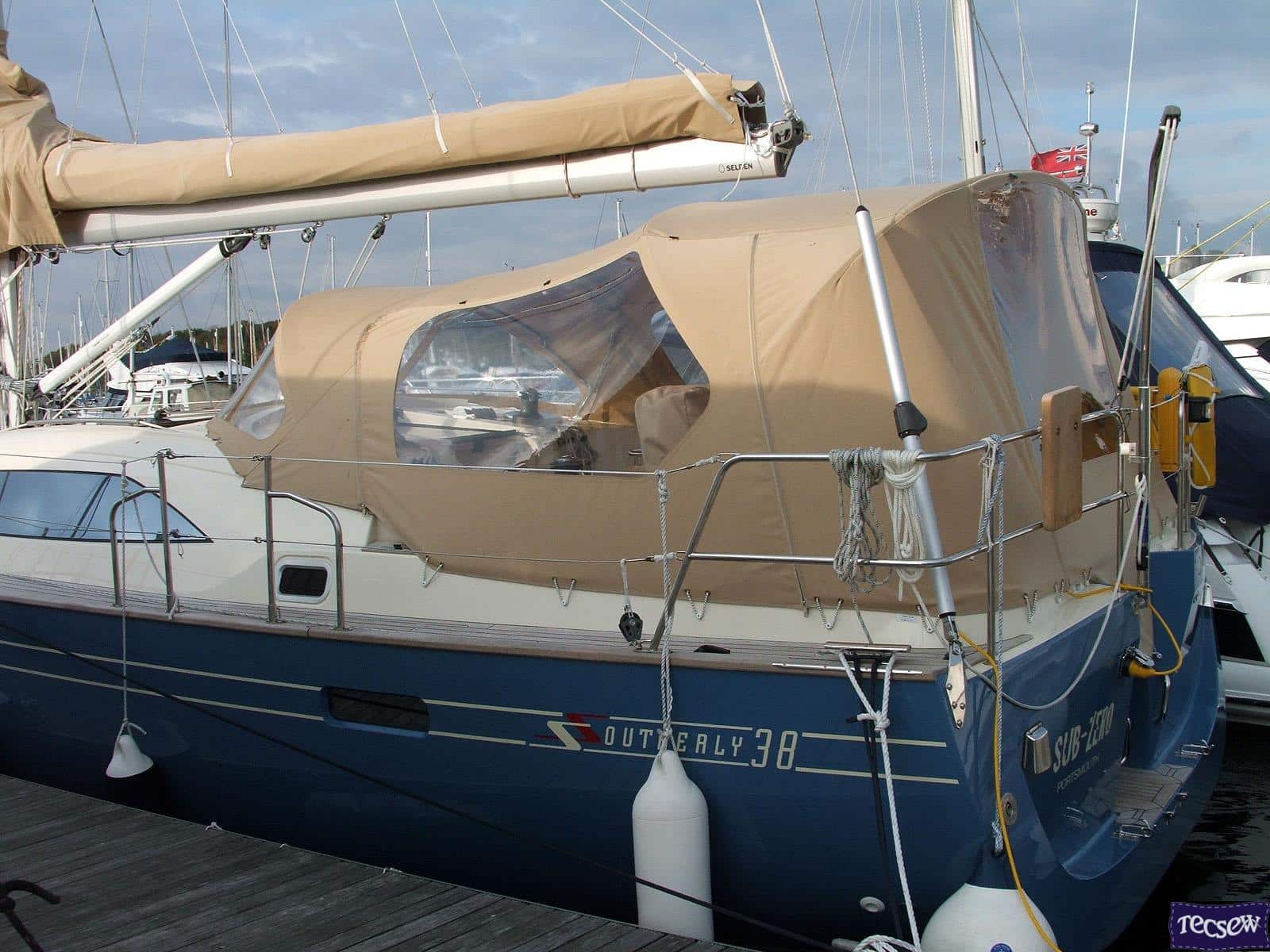Southerly 38 Cockpit Enclosure fitted to low standard model sprayhood ...