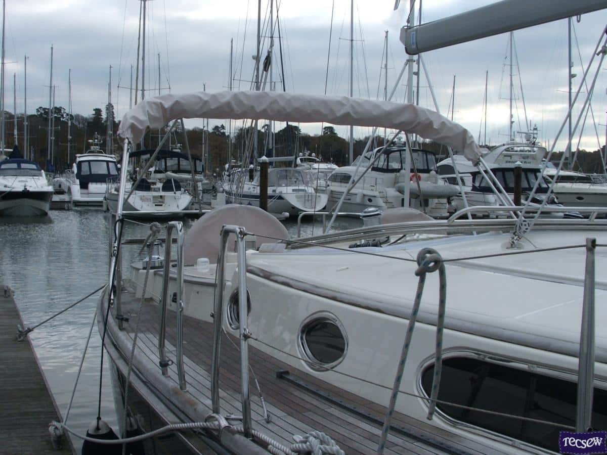 Moody 41 Classic bimini with optional zipped side panels - Tecsew
