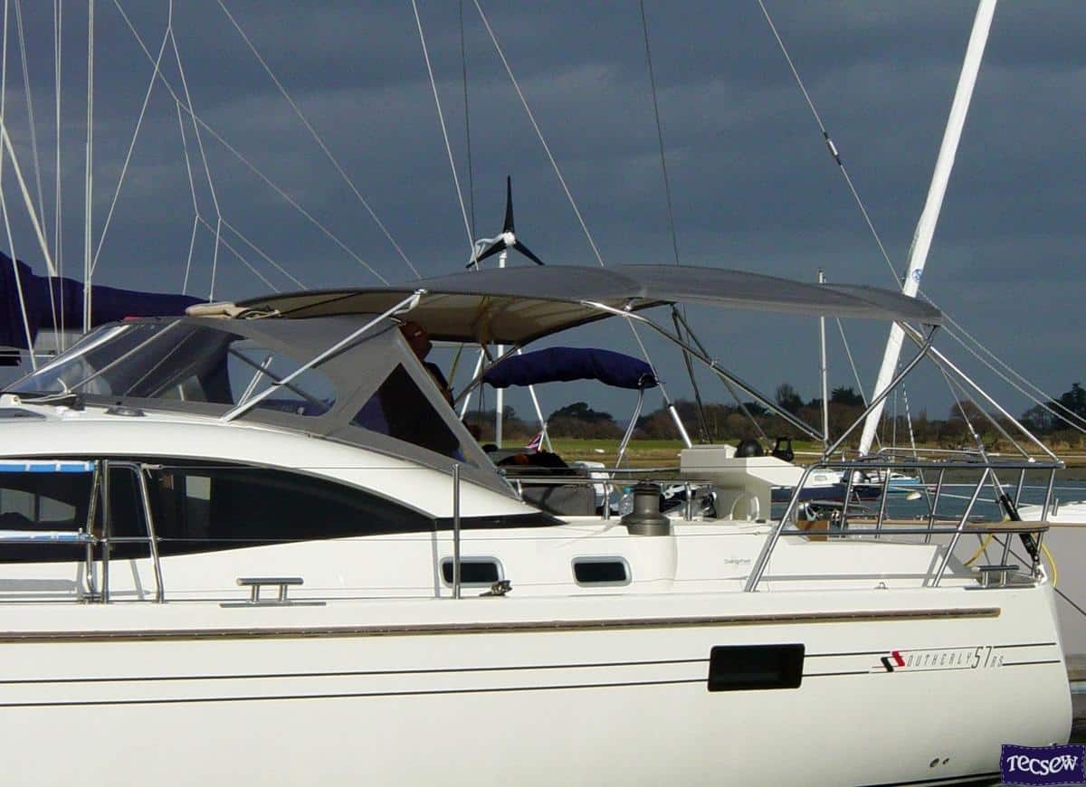 Southerly 57 pushpit mounted telescopic Bimini - Tecsew