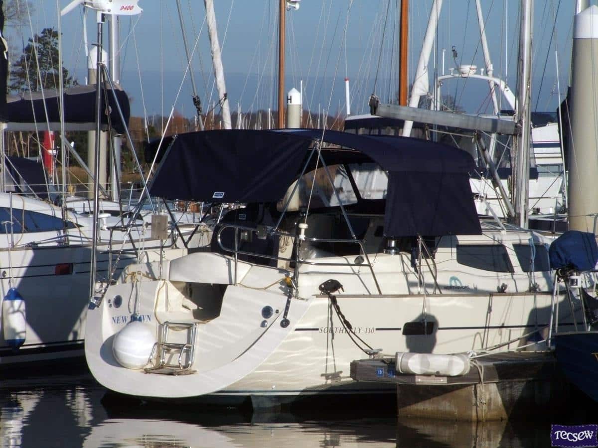 Southerly 110 Bimini with Optional Side Shade Panels - Tecsew
