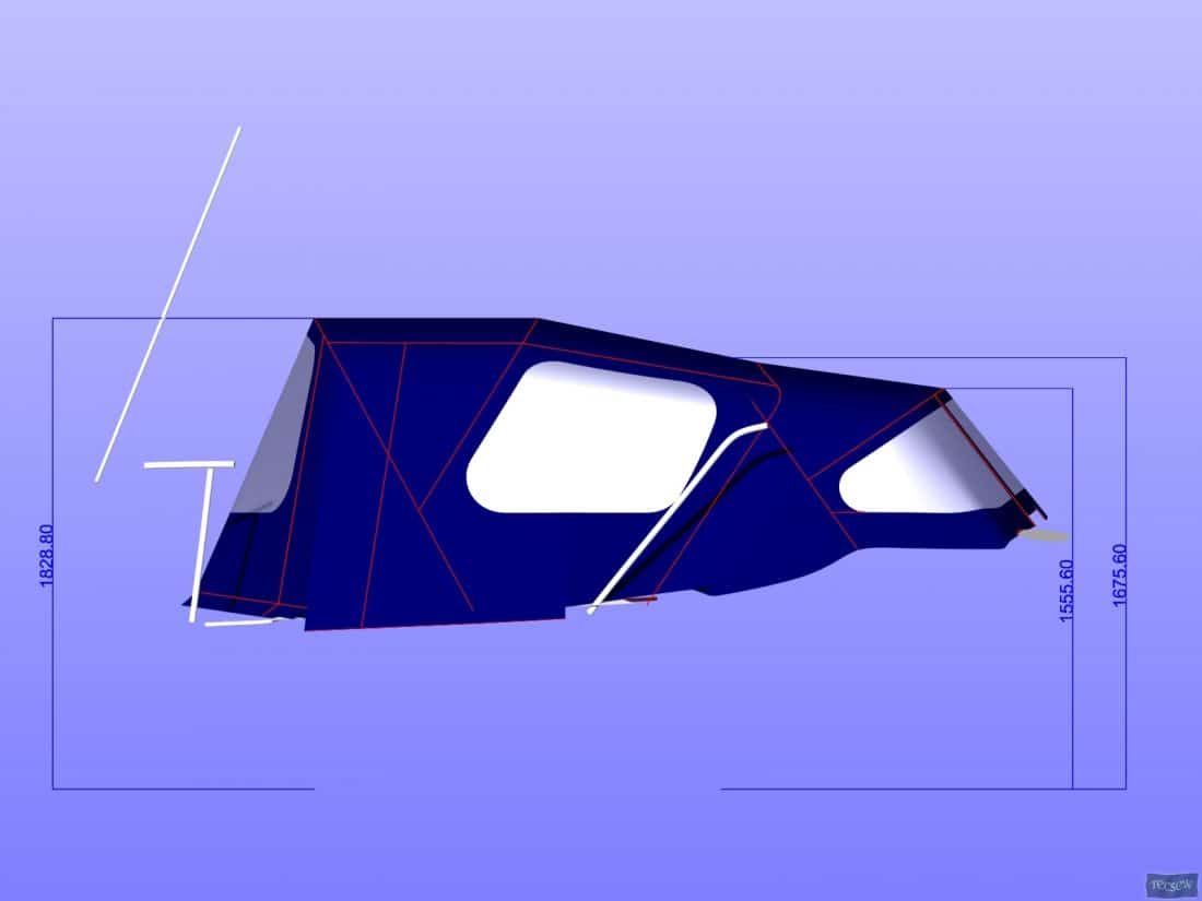 Maxi 95 Cockpit Enclosure, approximate height from cockpit floor - Tecsew