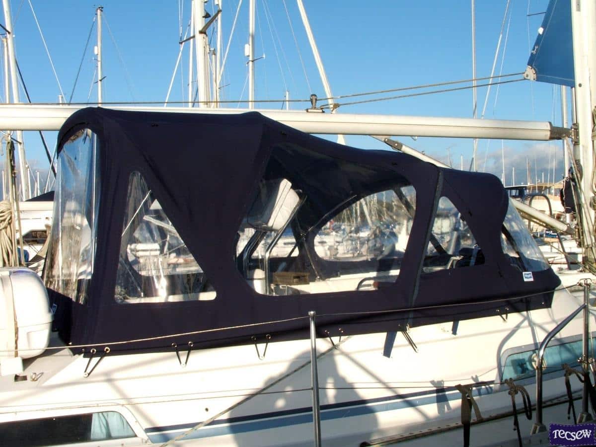 Moody 376 Cockpit Enclosure fitted to Tecsew Sprayhood, ref 5233 - Tecsew