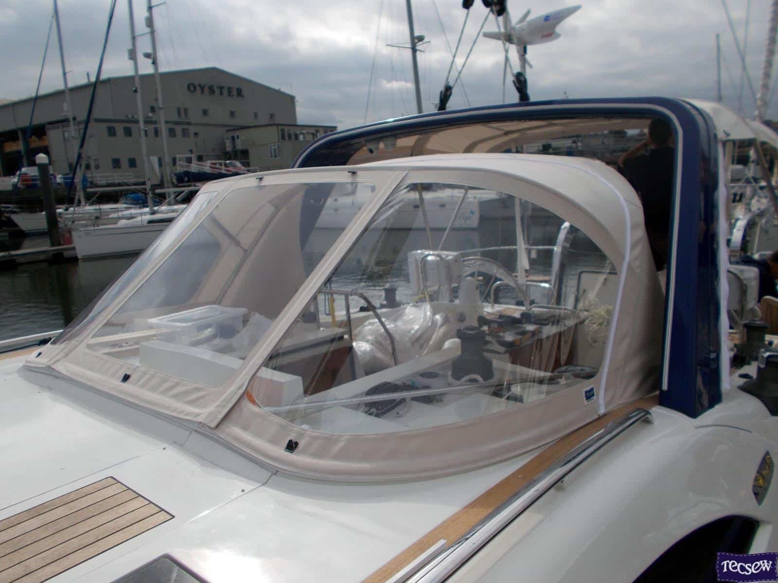 Discovery 48 Sprayhood and Arch Infill Panel, ref 8973 and 9007 - Tecsew